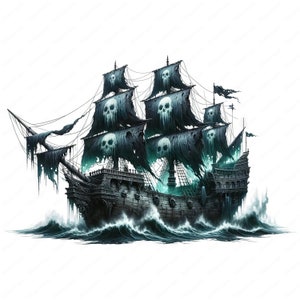 Ghost Ship Clipart | Mysterious Ghost Ship Clipart Bundle | 10 High ...
