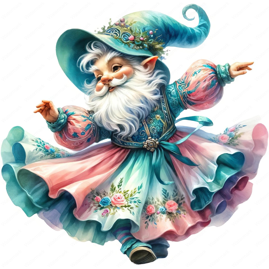 Dancing Gnome Clipart Bundle: Whimsical Fantasy Art (digital Download ...
