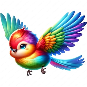 Rainbow Bird Clipart | Adorable Rainbow Bird Clipart Bundle | 10 High ...