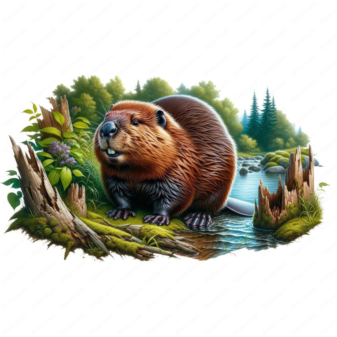 Beaver Clipart Bundle: Adorable Woodland Creature Art (digital Download ...