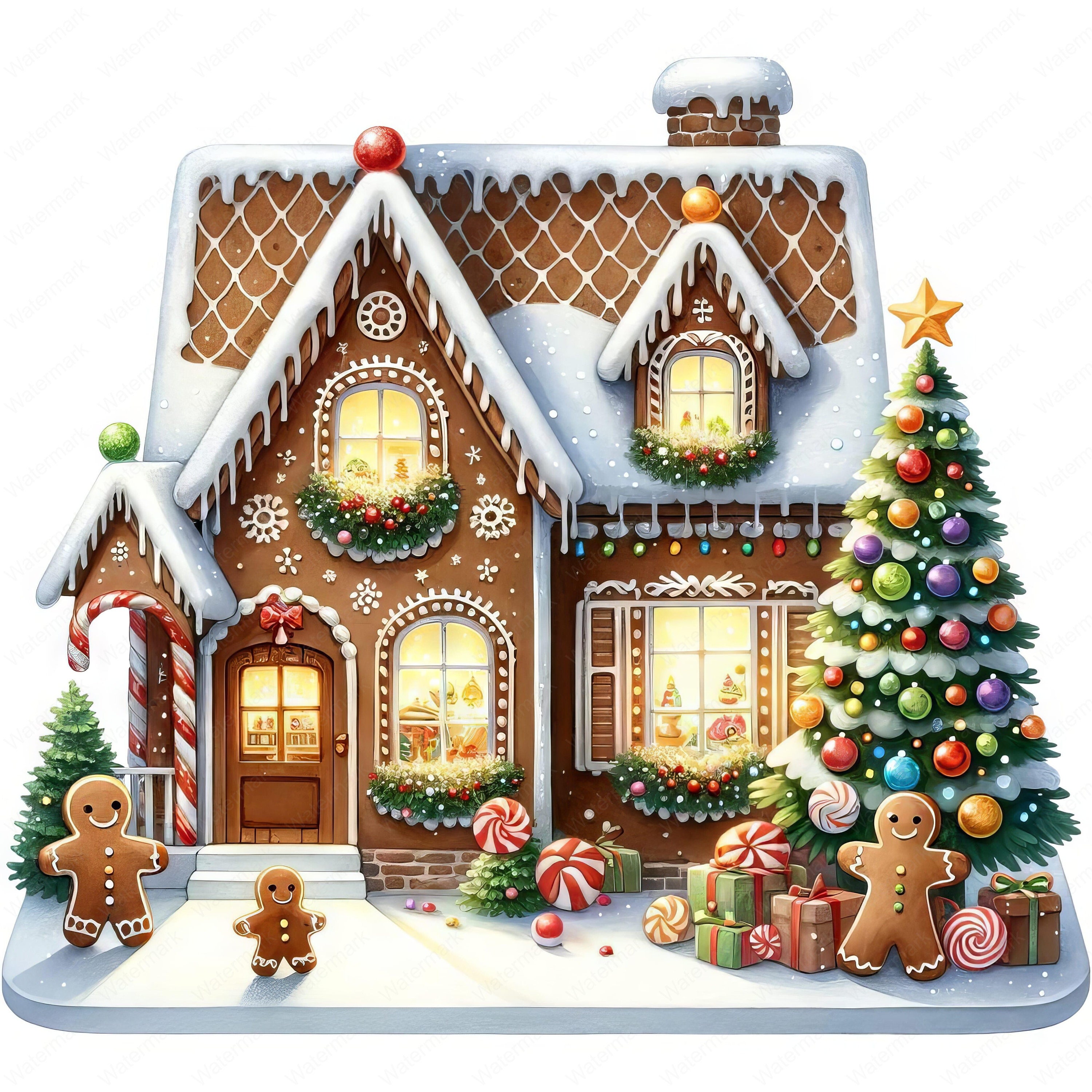 Festive Gingerbread House Clipart Bundle: Holiday Art (digital Download ...