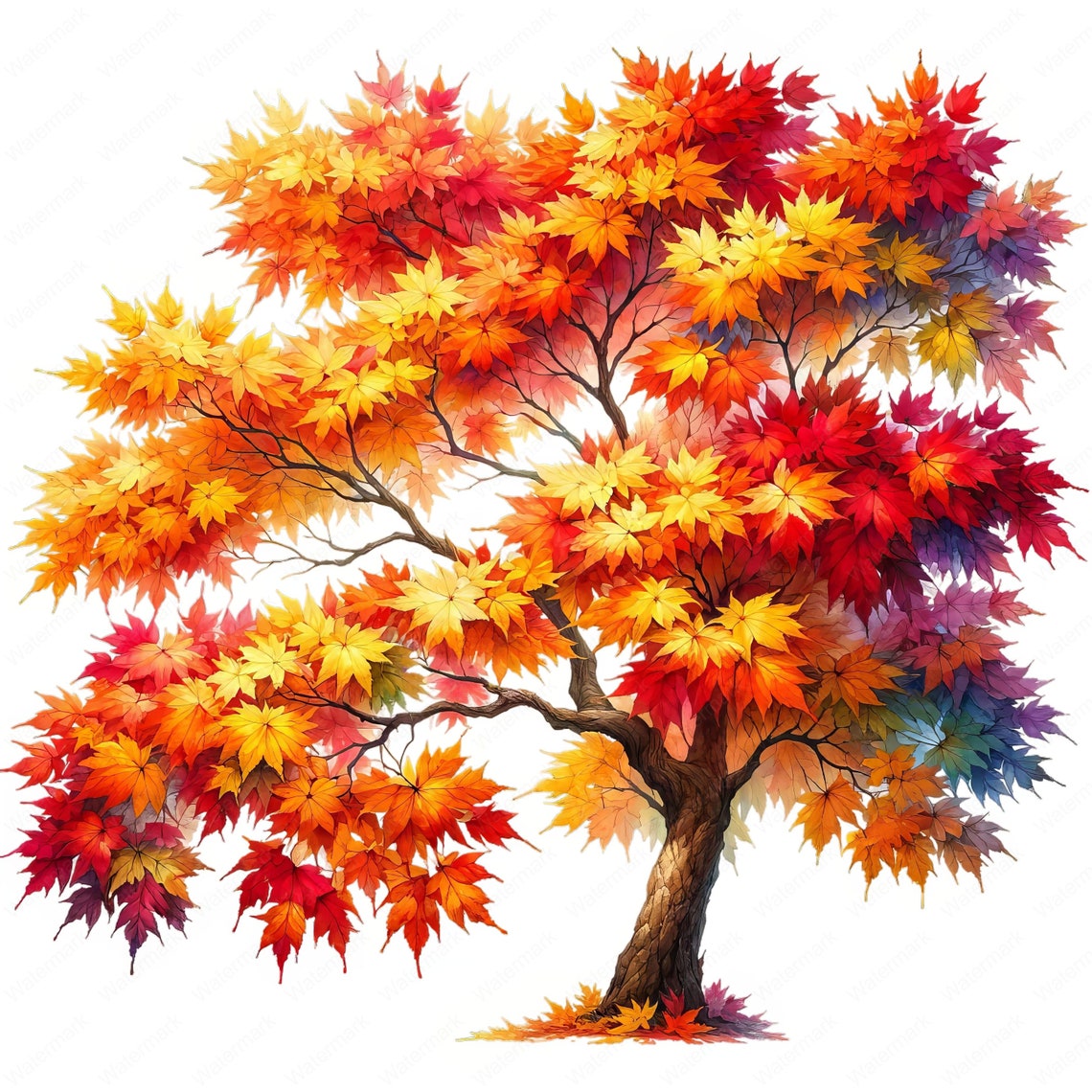 Autumn Maple Tree Clipart Bundle: Vibrant Fall Art (digital Download ...