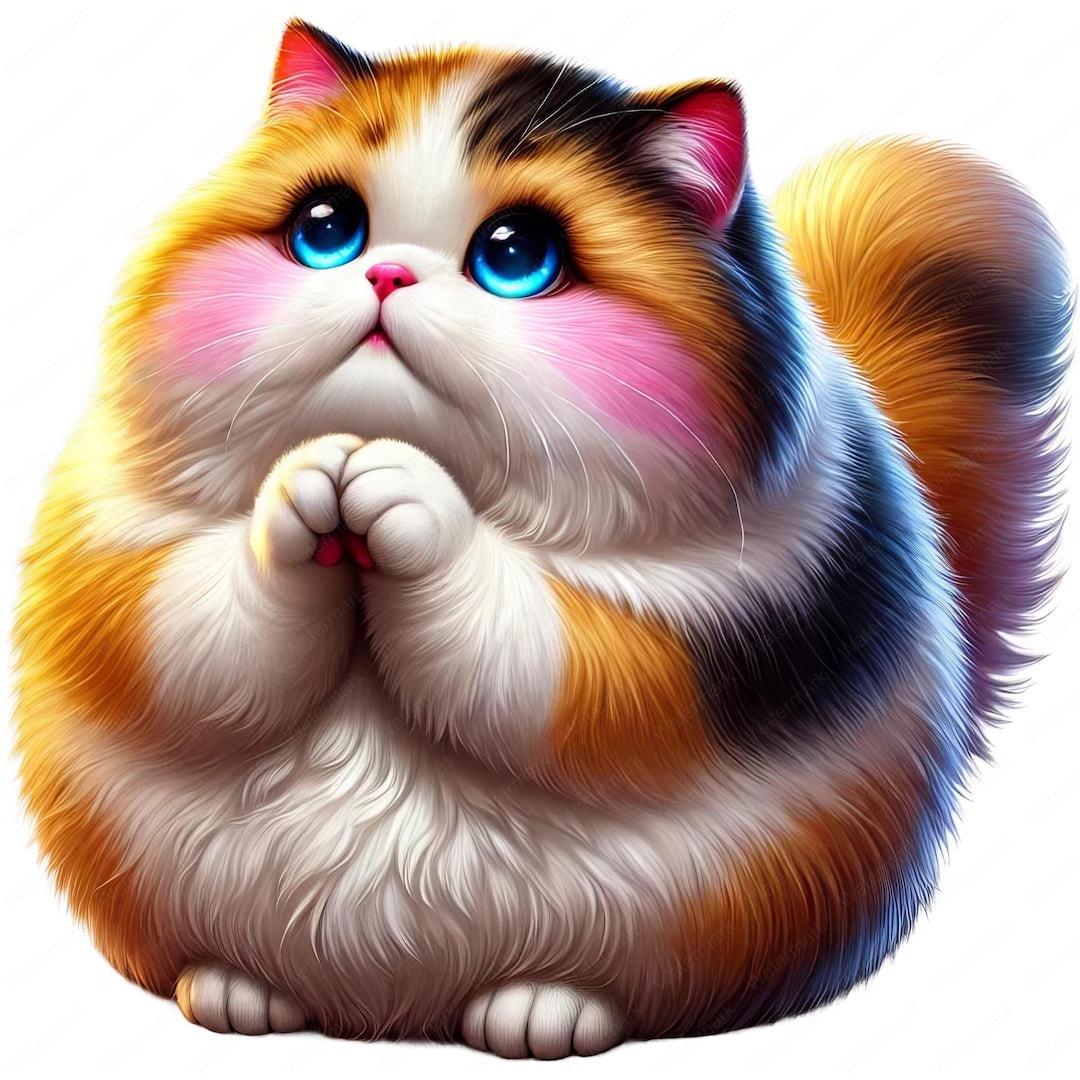 Fluffy Cat Clipart | Adorable Fluffy Cat Clipart Bundle | 10 High ...