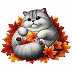Cute Fall Cat Clipart | Fall Cat Clipart Bundle | 10 High-quality ...