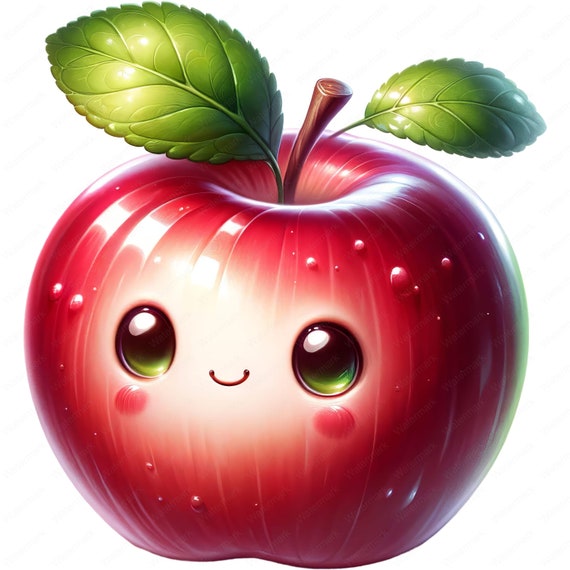Cute Green Apple Cartoon