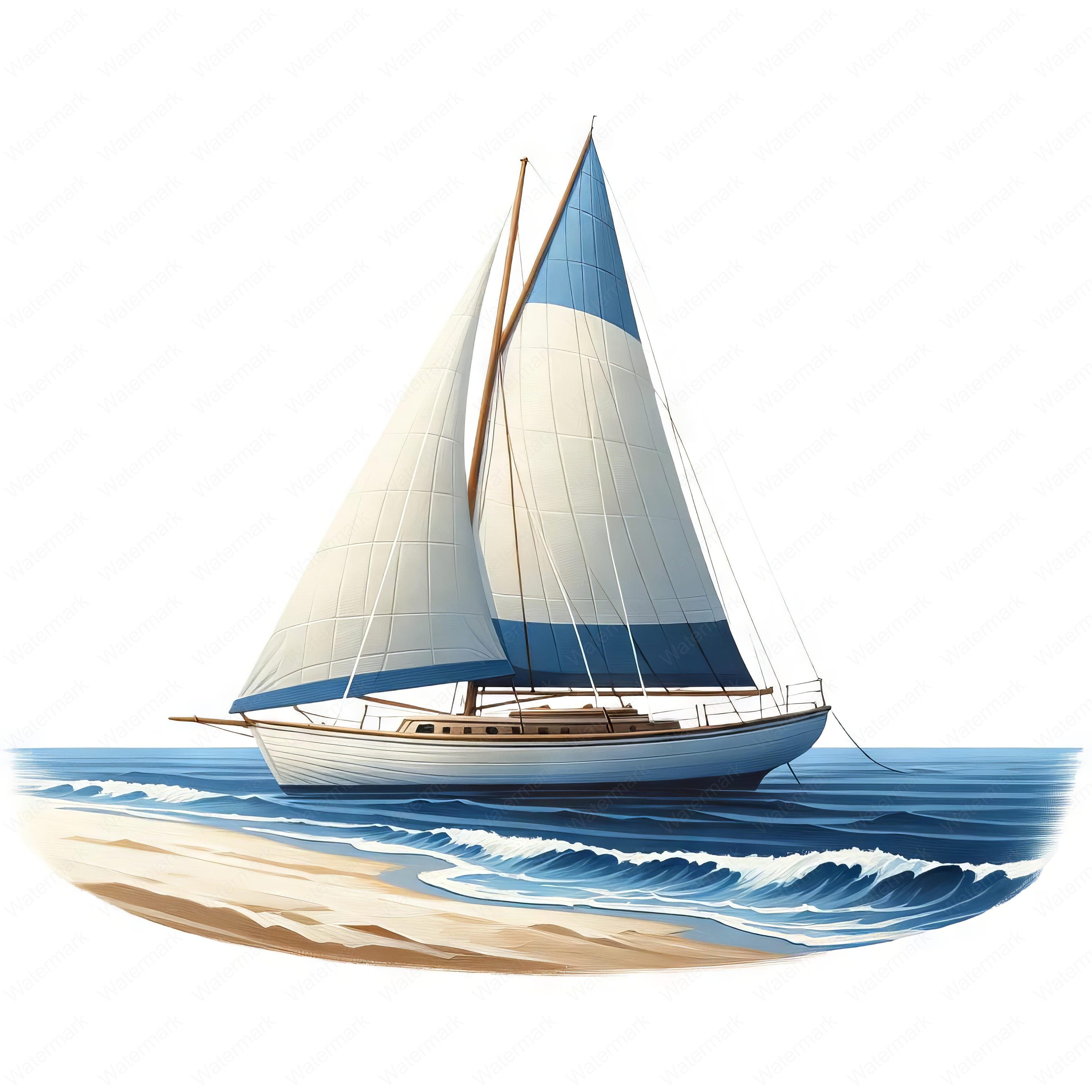 Sailboat Clipart Bundle: Nautical Ocean Art (digital Download) - Etsy
