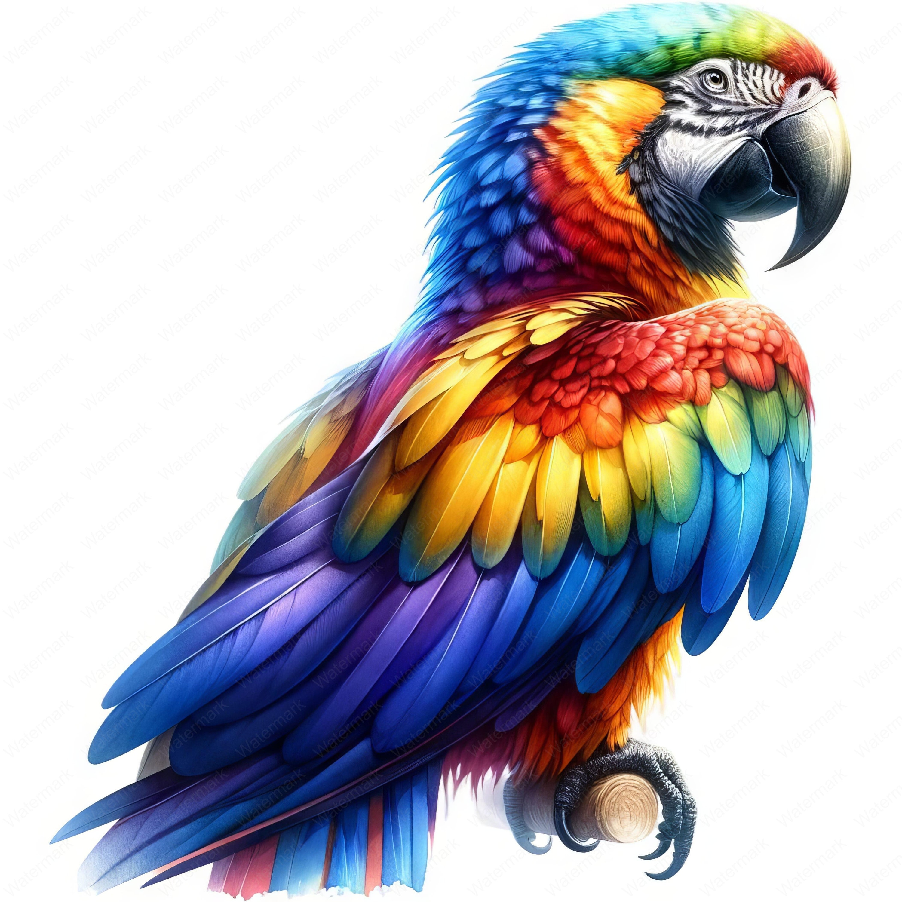 Macaw Parrot Clipart: 10 Tropical Bird Illustrations (digital Prints ...