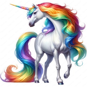 Rainbow Unicorn Clipart | Magical Designs for Commercial Use (digital ...
