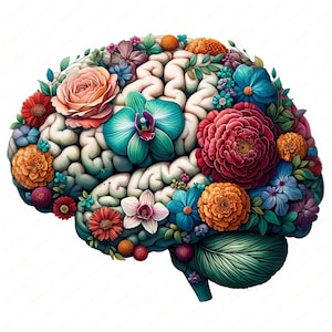 Floral Brain Clipart | Clipart Bundle | 10 High-quality Designs | Wall ...