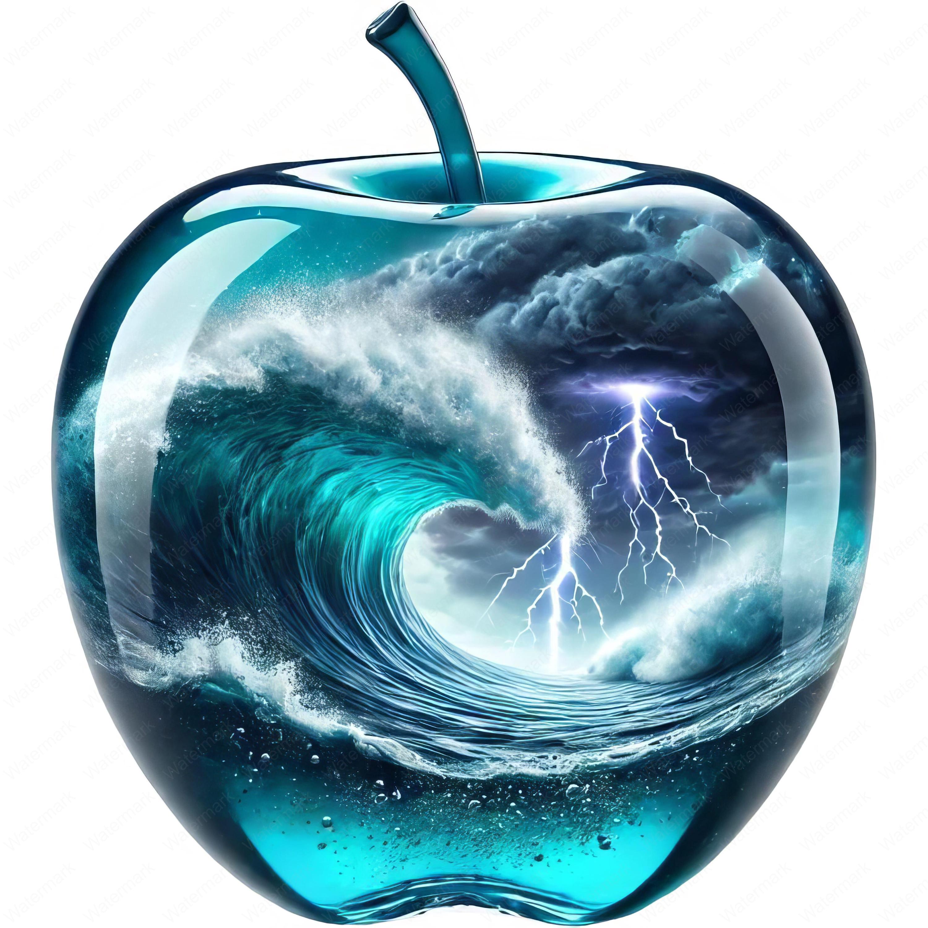 Stormy Ocean Apple Clipart: Lightning Art Printables (digital Download ...