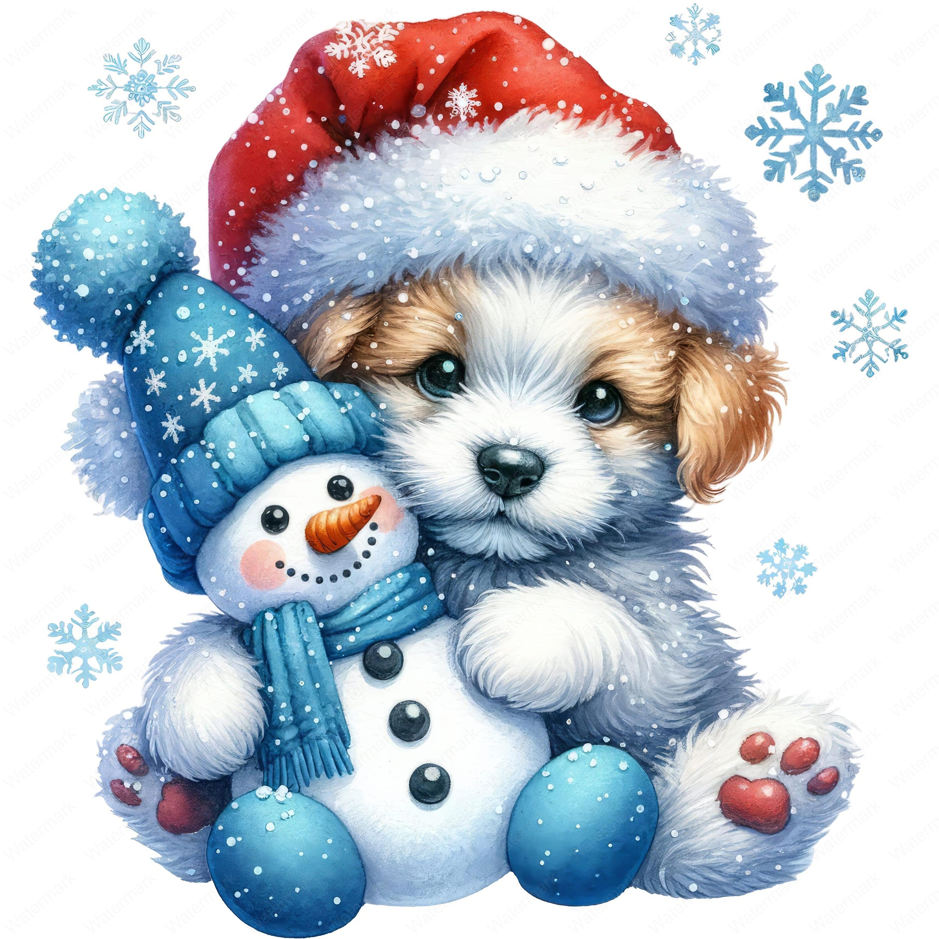 Christmas Dog Clipart Bundle: Festive Holiday Designs (digital Prints ...