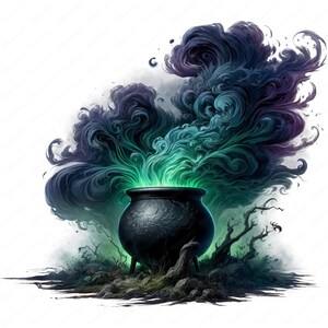 Spooky Cauldron Clipart Bundle: Halloween Art, Commercial Use (digital ...