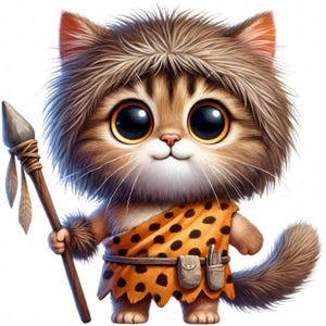 Caveman Clipart | Adorable Cat Clipart Bundle | 10 High-quality Designs ...