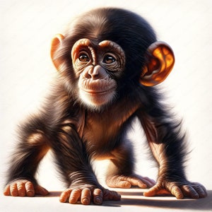 Baby Chimp Clipart Charming Baby Chimp Clipart Bundle 10 High-quality ...