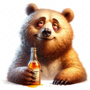 Funny Drunk Bear Clipart Humorous Drunk Bear Clipart Bundle 10 High ...