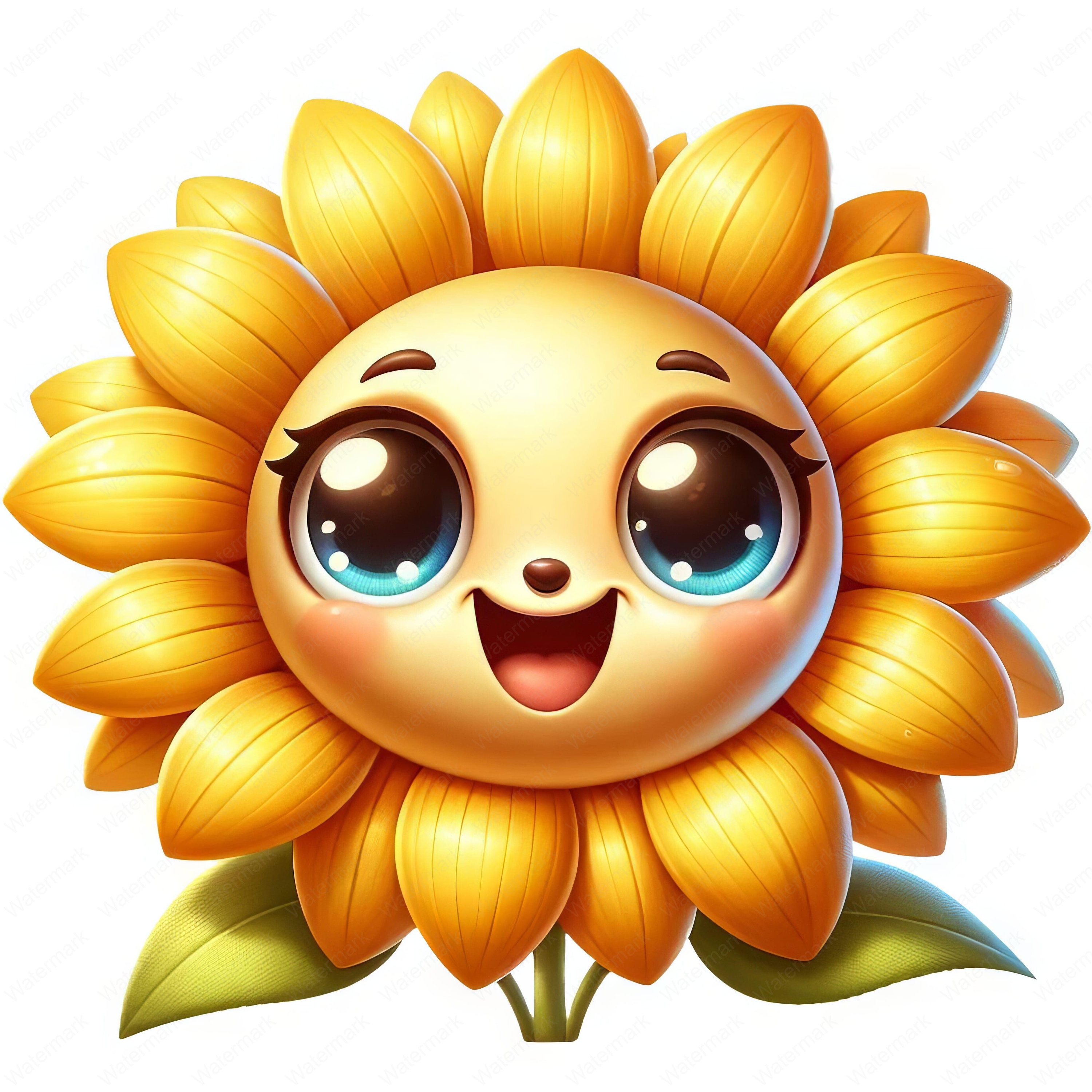 Sunflower Smiley Face Clipart Bundle | Cheerful Flower Art (digital ...