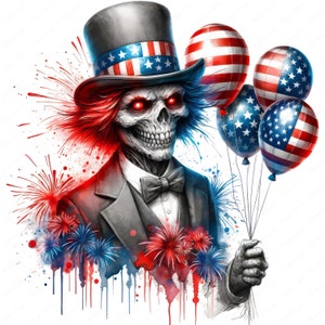 Zombie 4th of July Clipart Bundle: Independence Day Art (digital ...