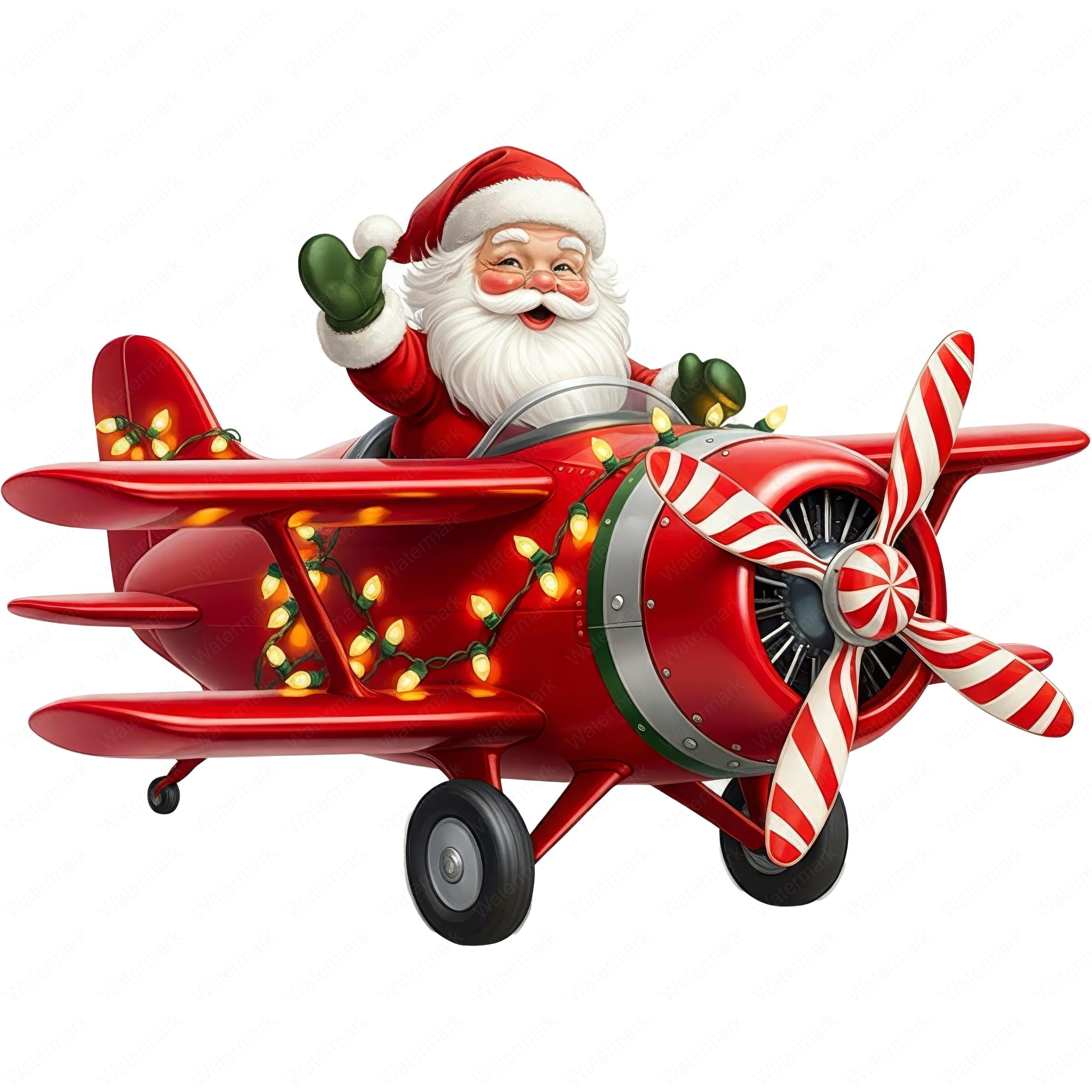 Santa Airplane Clipart: Holiday PNG Bundle (digital Download) - Etsy