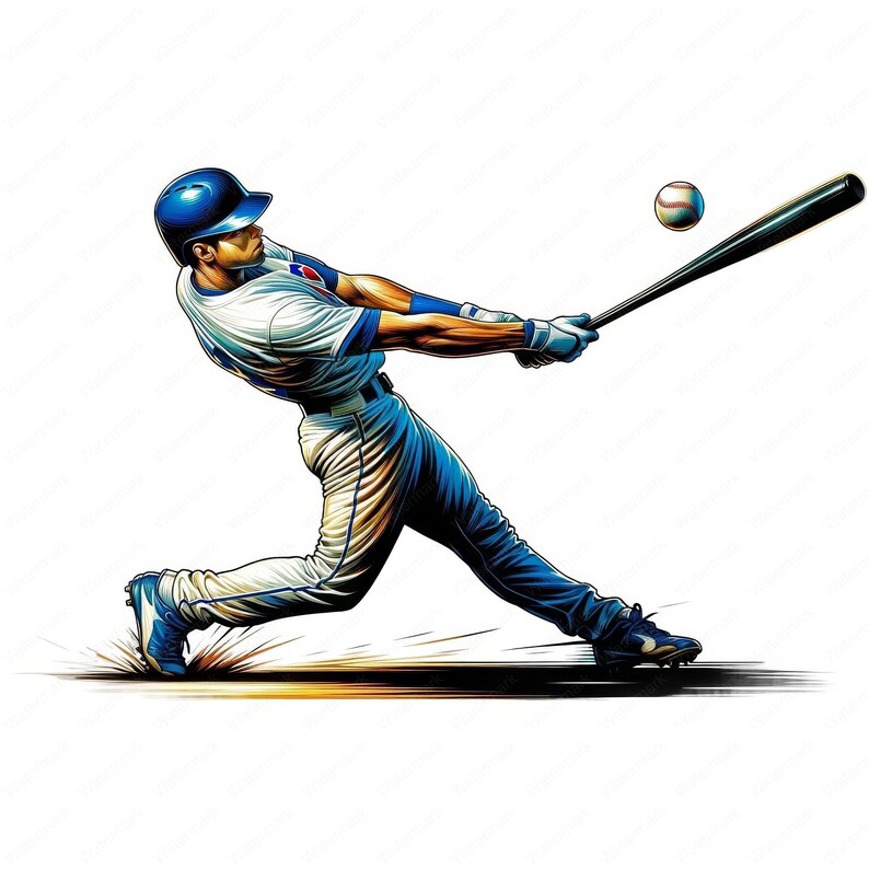 Dynamic Baseball Player Clipart | Sports Art Printables (digital ...
