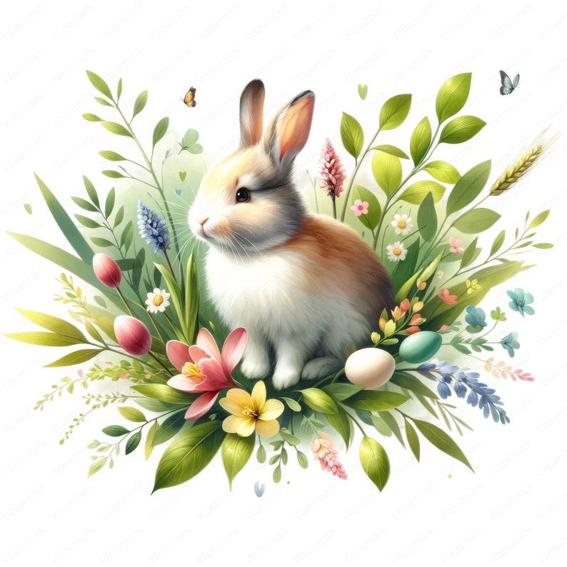 Spring Rabbit Clipart Bundle: Easter Art, Commercial Use (digital ...