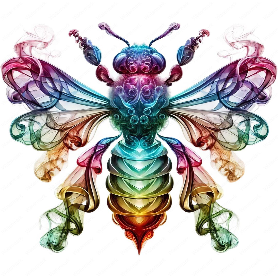 Smoke-inspired Bee Clipart | Colorful PNG Bundle (digital Download) - Etsy