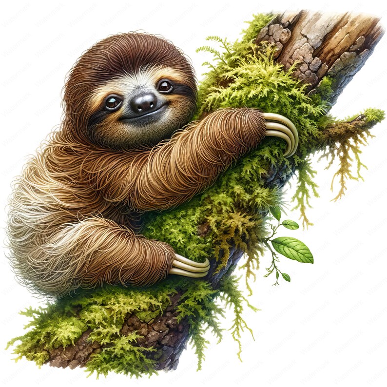 Baby Sloth Clipart Bundle: Wildlife Art Printables (commercial Use ...