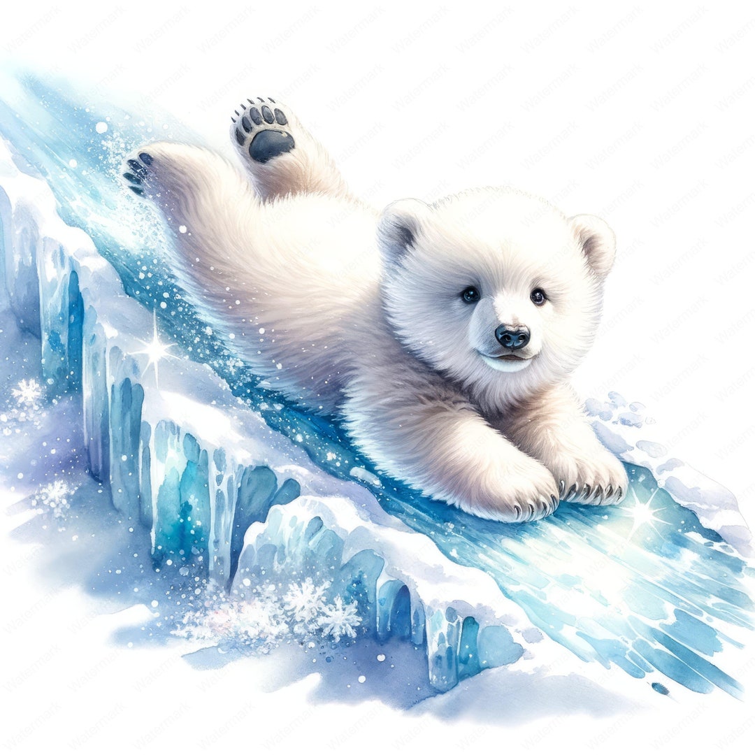 Polar Bear Cub Clipart 10 High-quality Images Wall Art - Etsy UK