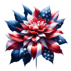 4th of July Flower Clipart | Patriotic Flower Clipart Bundle | 10 High ...