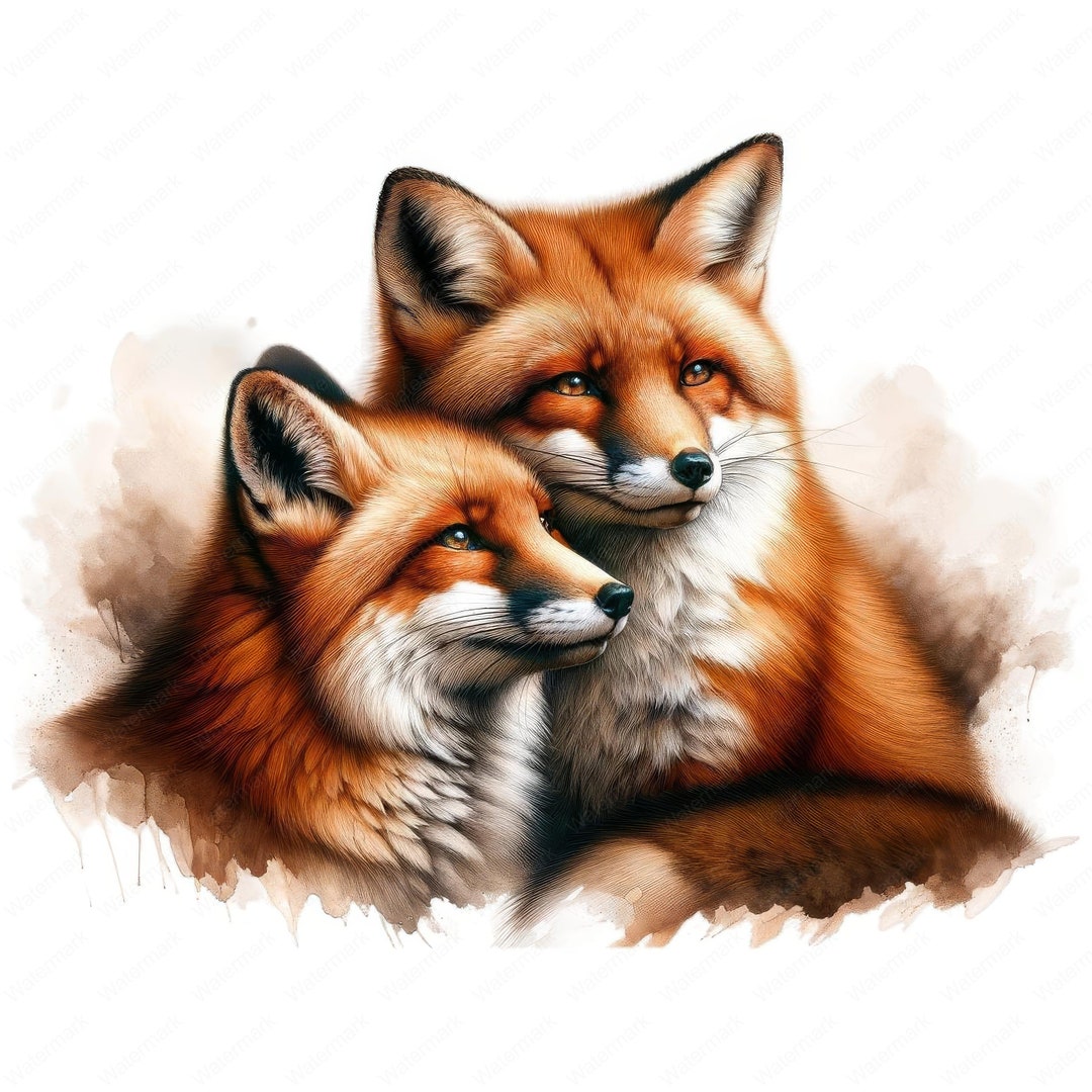 Fox Couple Clipart | Enchanting Fox Couple Clipart Bundle | 10 High ...