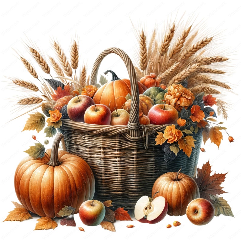 Autumn Harvest Clipart Bundle: Fall Art Printables (commercial Use ...
