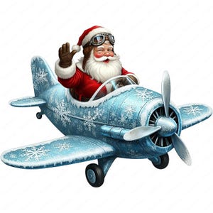 Santa Airplane Clipart: Holiday PNG Bundle (digital Download) - Etsy