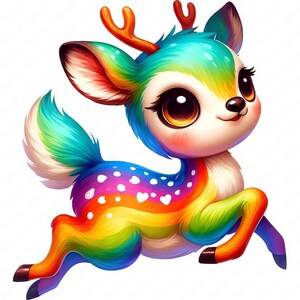 Rainbow Deer Clipart | Colorful Rainbow Deer Clipart Bundle | 10 High ...