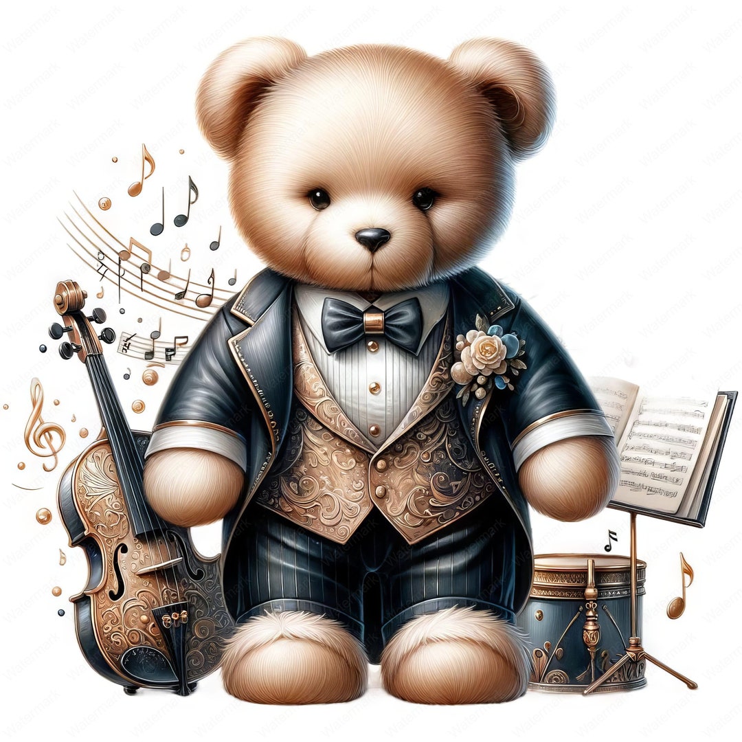 Musician Teddy Bear Clipart Adorable Musician Teddy Bear Clipart Bundle ...