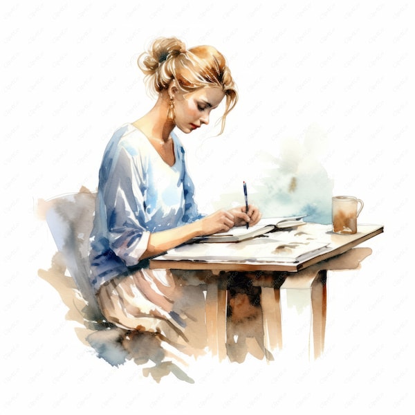 Writing Girl Clipart - Etsy