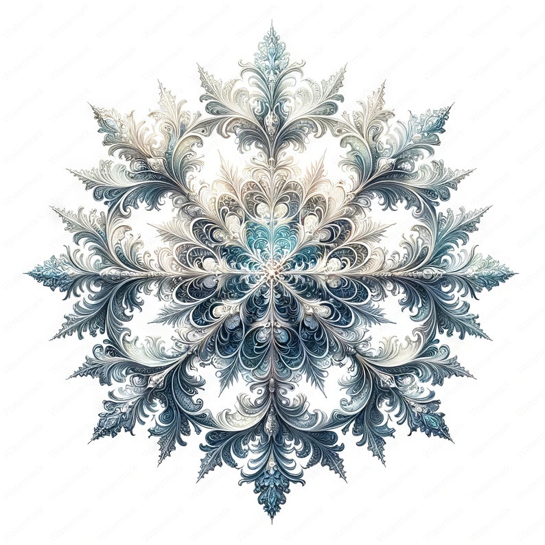 Whimsical Snowflake Clipart Bundle: Winter Art Printables (digital ...