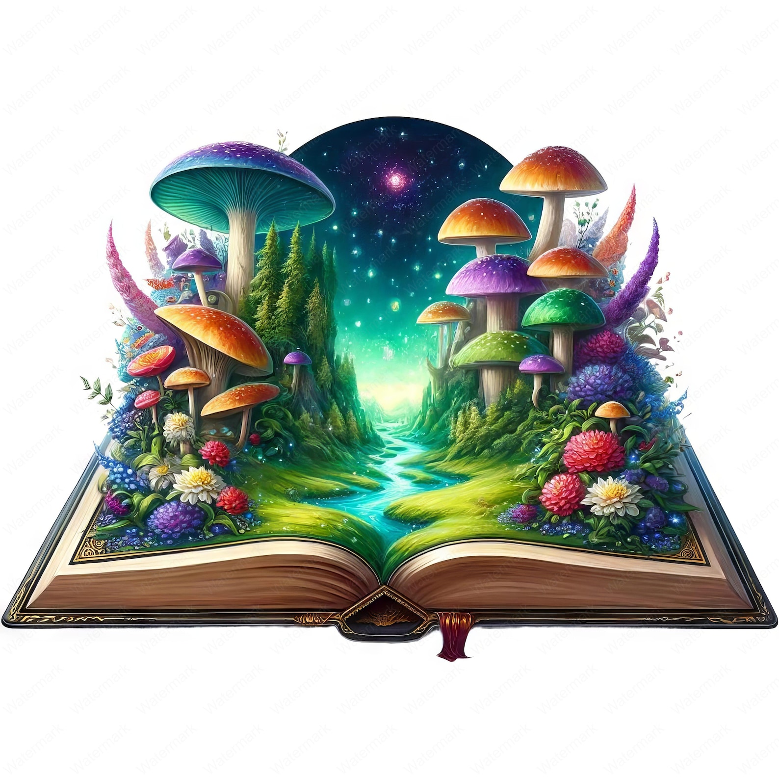 Magical Open Book Clipart Fantasy Landscape Book Clipart Bundle 10 High ...