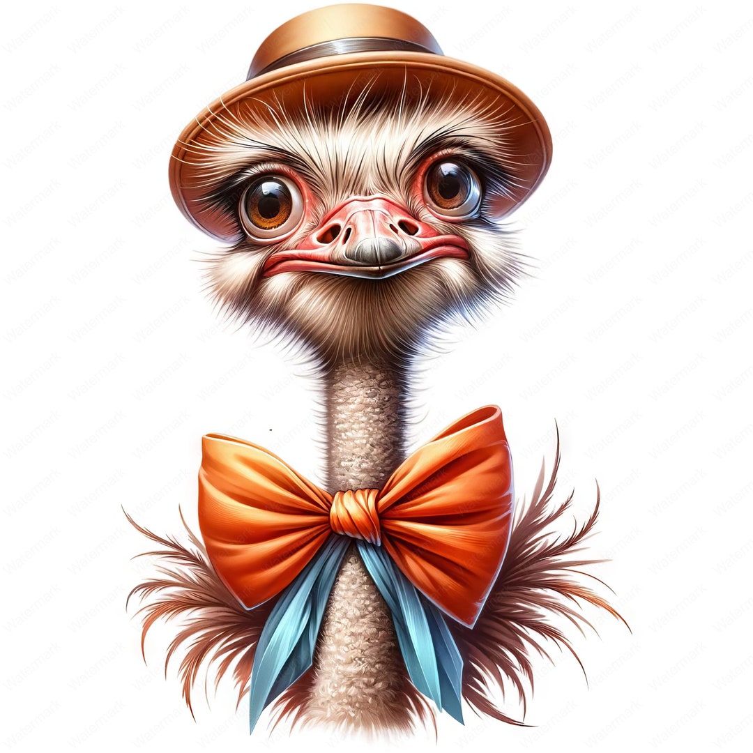 Funny Ostrich Clipart Comical Ostrich Clipart Bundle 10 High-quality ...