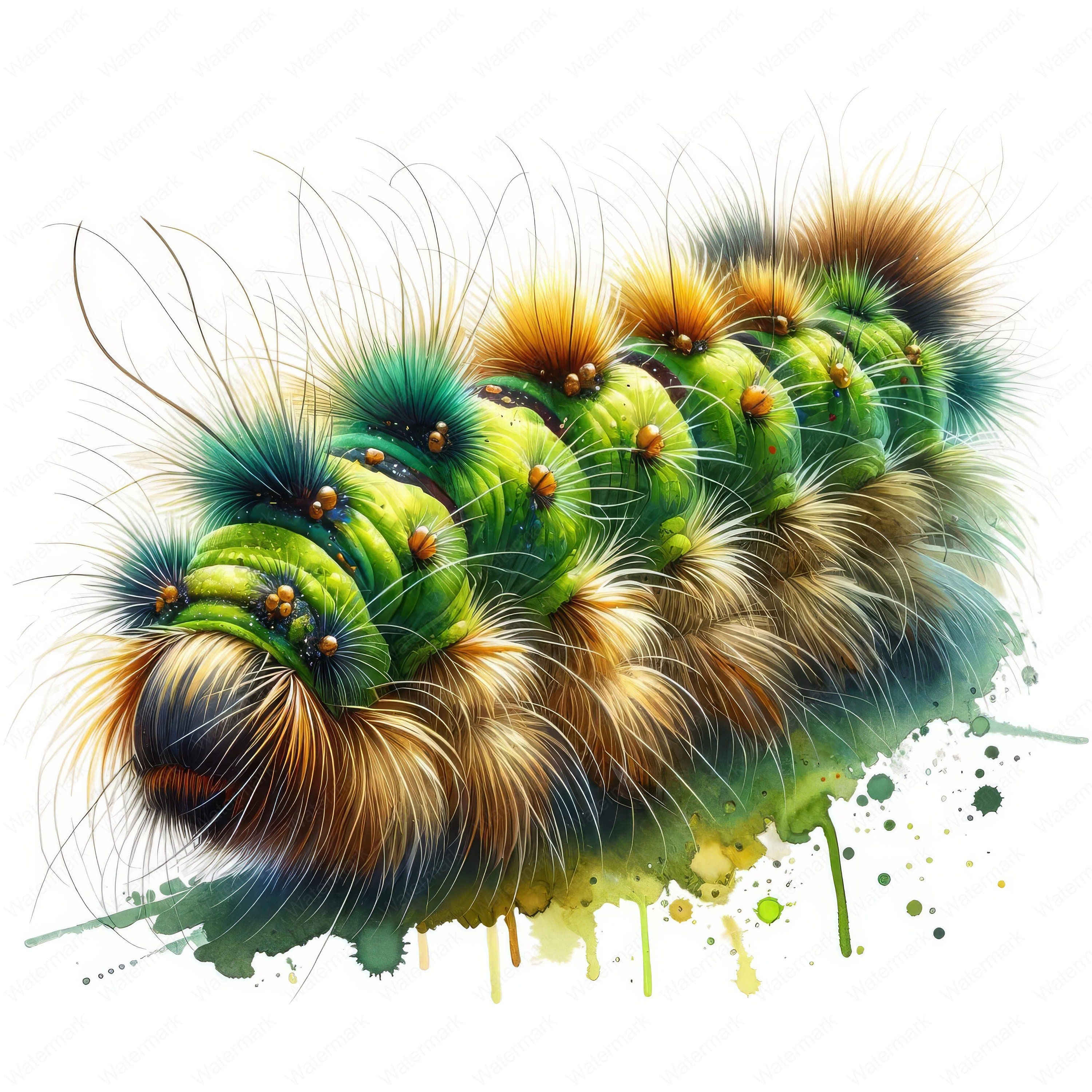 Watercolor Caterpillar Clipart Bundle: Insect Art Printables (digital ...