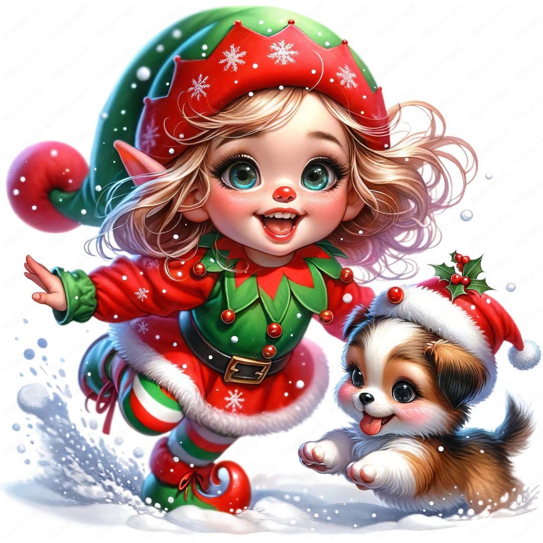 Christmas Girl Elf Clipart: Holiday Art Bundle (digital Download) - Etsy