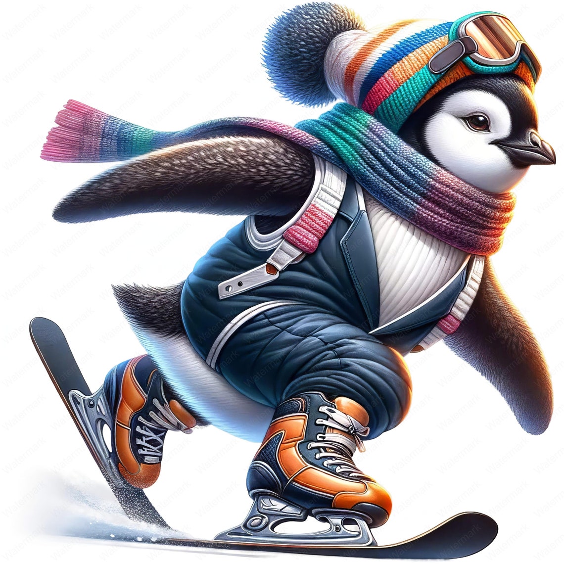 Skiing Penguin Clipart Bundle: Winter Sports Designs (digital Download ...