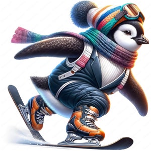 Skiing Penguin Clipart | Winter Sports Penguin Clipart Bundle | 10 High ...