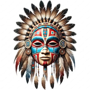 Tribal Mask Clipart: Vibrant Indigenous Art Designs (digital Download ...