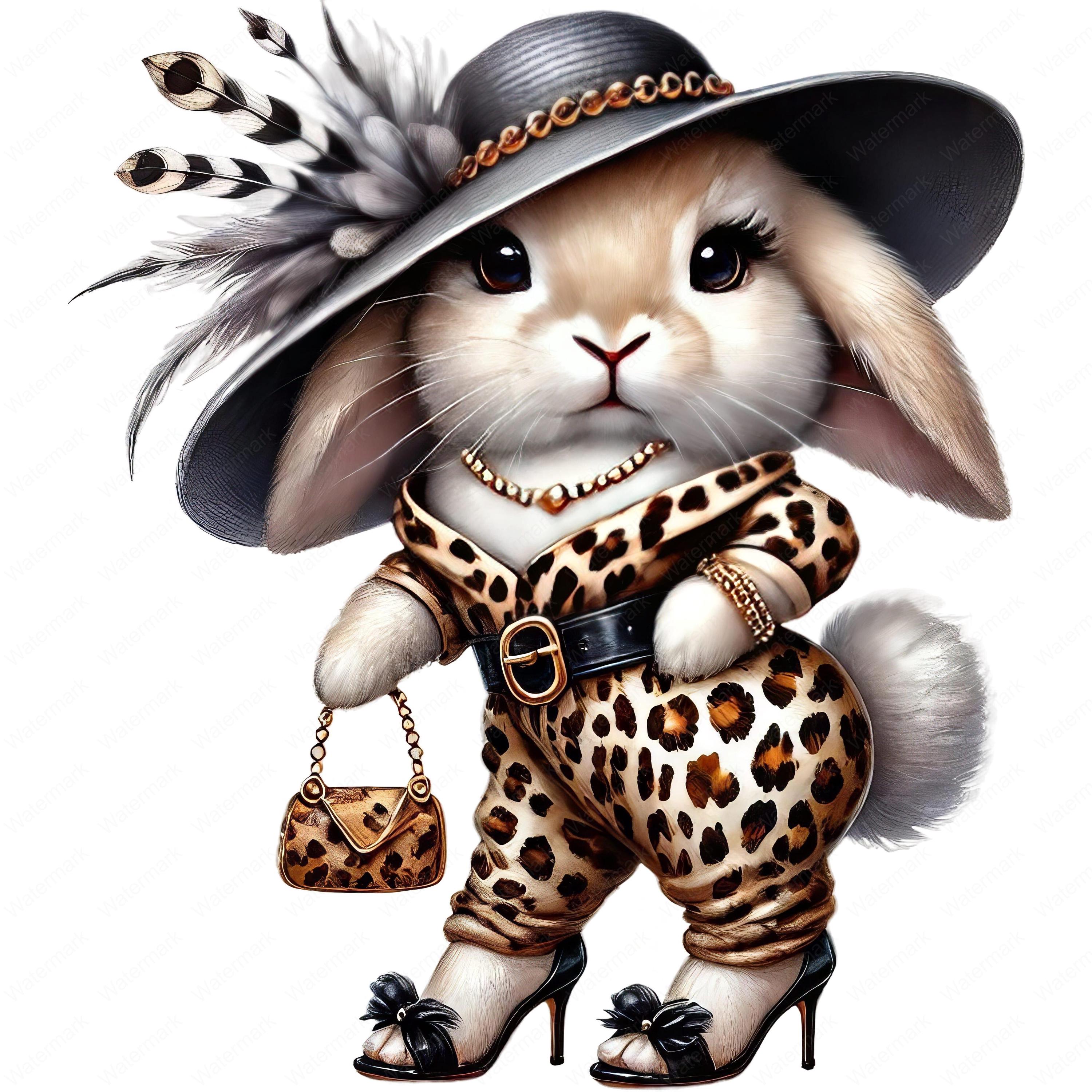 Leopard Bunny Clipart: Chic Pet Art Prints (digital Download) - Etsy