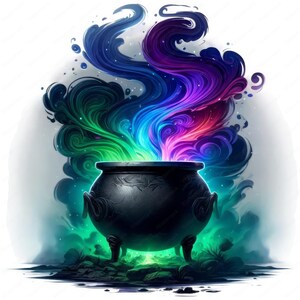 Spooky Cauldron Clipart Bundle: Halloween Art, Commercial Use (digital ...