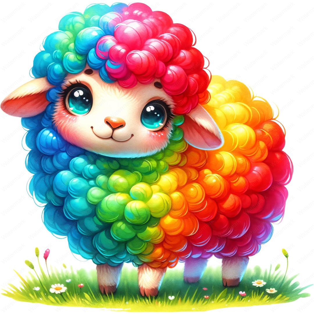 Cute Rainbow Sheep Clipart Bundle | Animal Art (digital Download) - Etsy