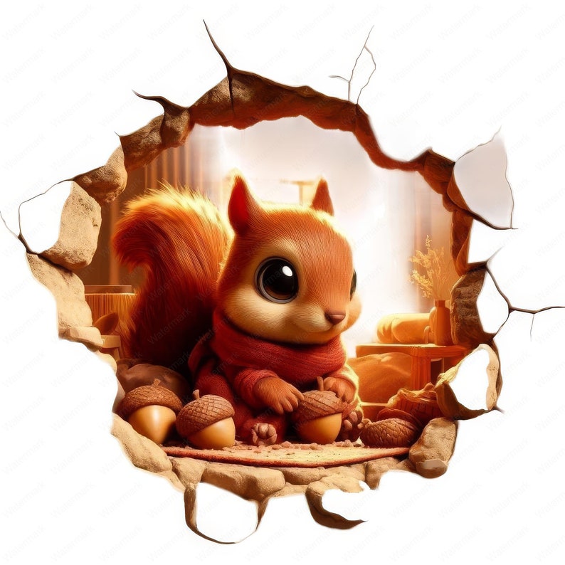 3D Squirrel Clipart Bundle: Forest Art Printables (commercial Use ...