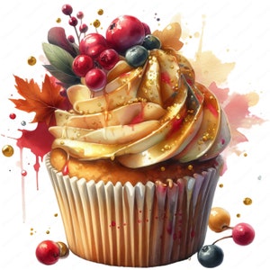 Thanksgiving Clipart | Festive Thanksgiving Cupcake Bundle | 10 High ...