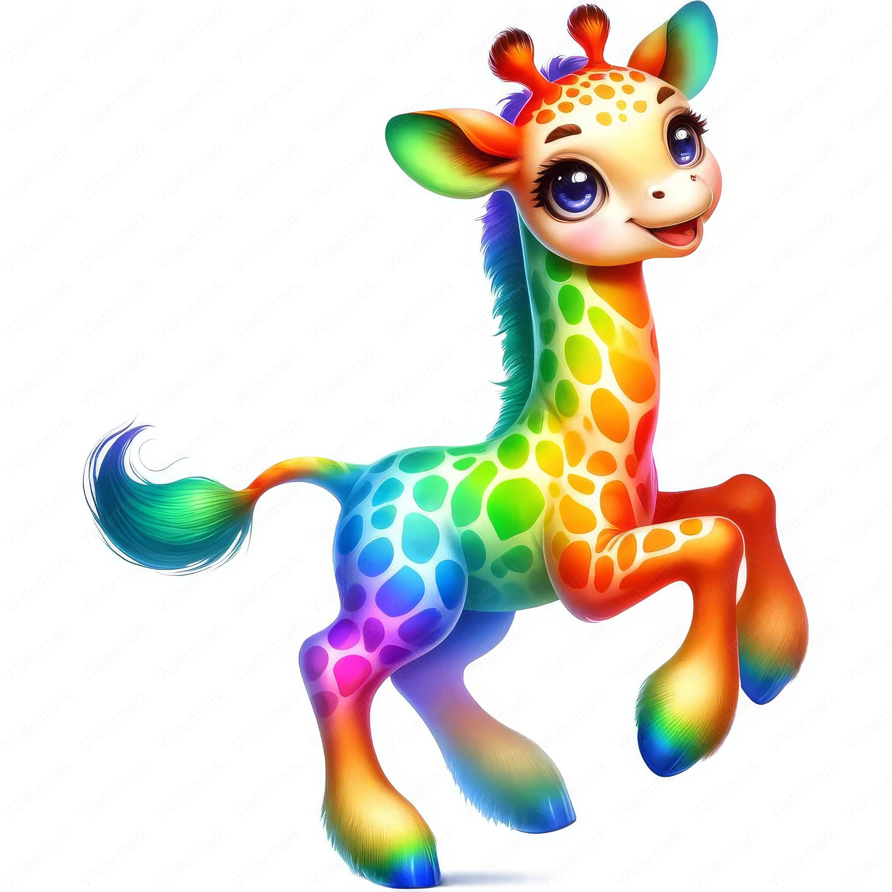 Rainbow Giraffe Clipart Bundle | Kids Art, Printables (digital Download ...