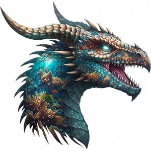 Elemental Dragon Clipart: Fire, Water, Earth, Ice, Lightning (PNG & JPG ...