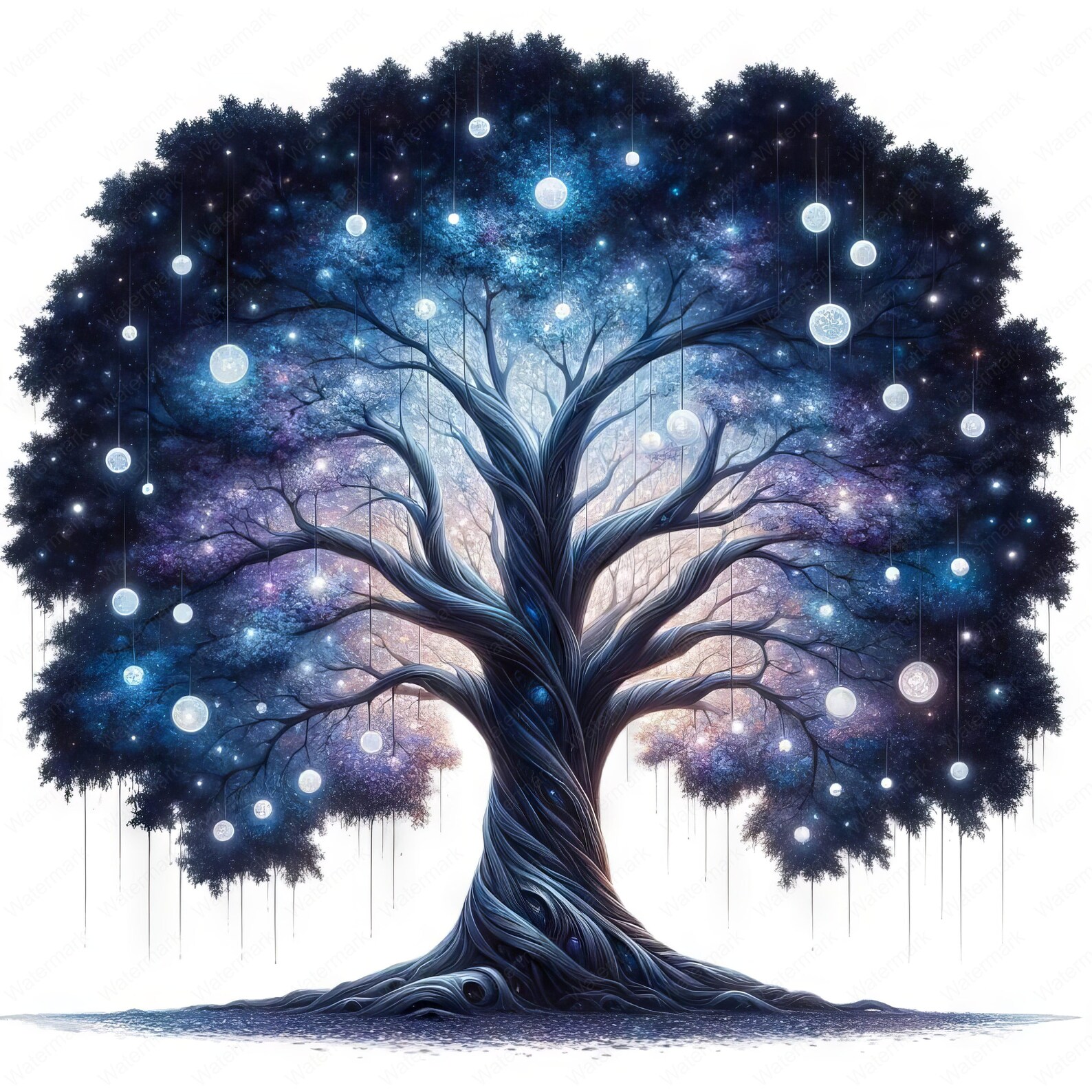 Celestial Tree Clipart Bundle: Mystical Cosmic Art (digital Download ...